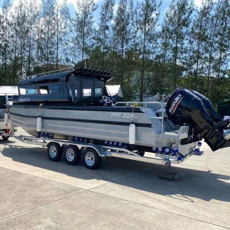 9m V Hull And Pontoon Cuddy Cabin Luxury Yacht Aluminium Fishing Boat ...